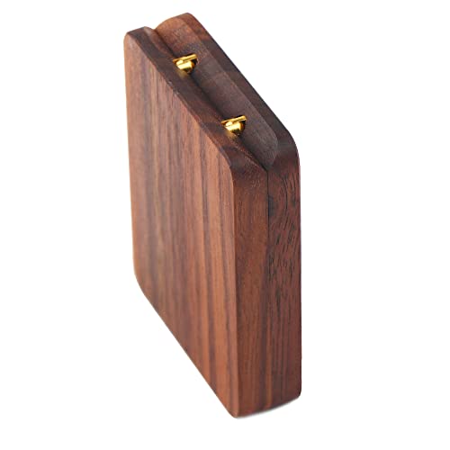 Yookin Handcrafted Wooden Rotating Ring Box Magnetic Closure Ring Storage Case Portable Ring Holder for Proposal,Engagement,Wedding (Black walnut)