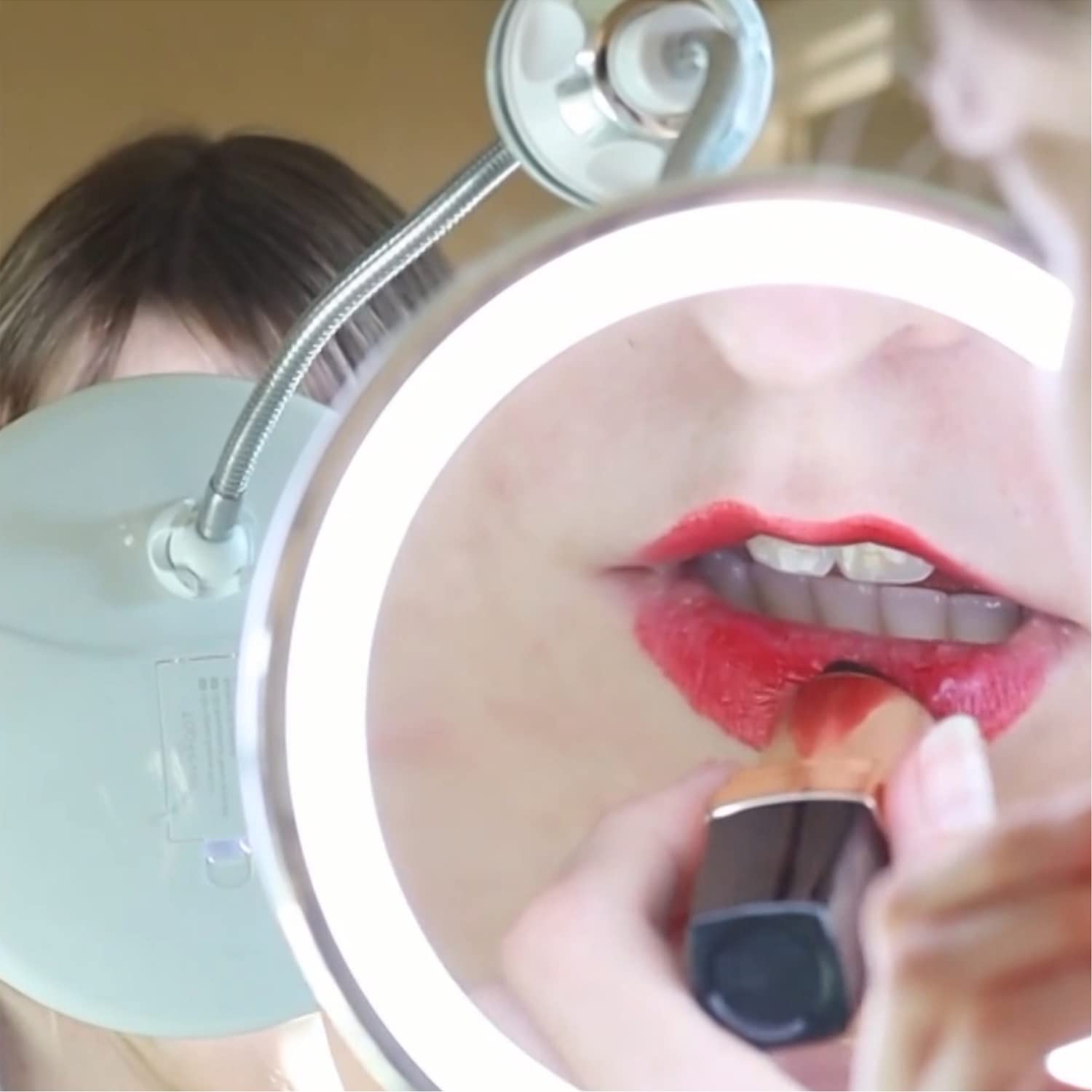TOP4EVER 8" Magnifying Mirror with Light Lighted Makeup Mirror with Magnification ,Flexible Magnifying Mirror with Suction Cups