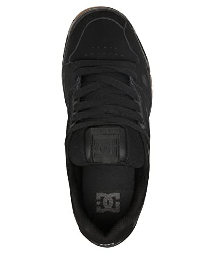 DC Men's Stag Low Top Skate Shoe, Black/Gum, 7 D US