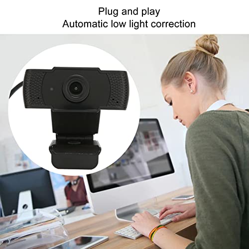 Jeanoko USB Webcam, 1920x1080 PC Camera Noise Reduction CMOS Imaging Sensor Plgu and Play Widely Compatible for Laptop