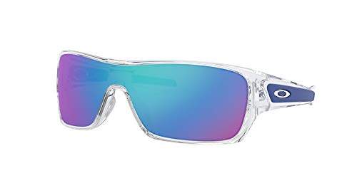 Oakley Men's OO9307 Turbine Rotor Rectangular Sunglasses, Polished Clear/Sapphire Iridium, 32 mm