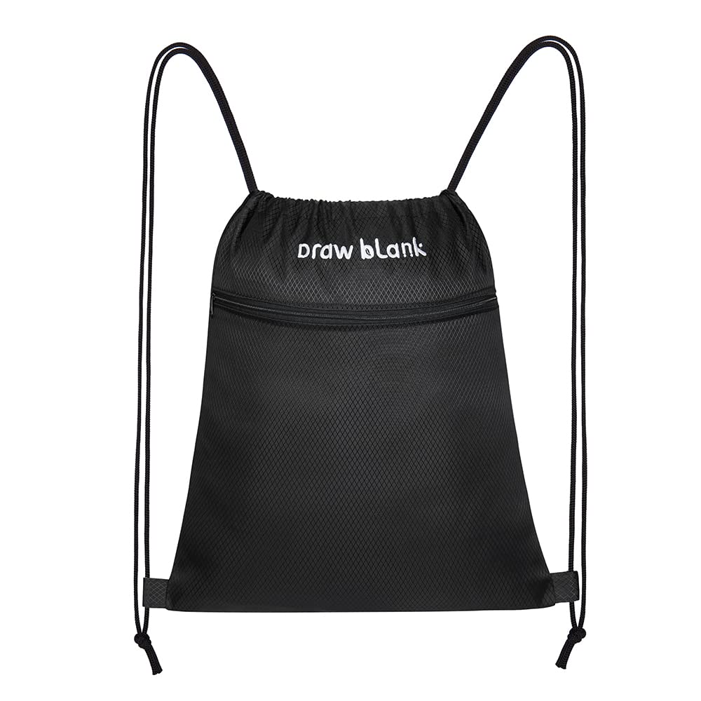 Draw blank Drawstring Backpack Sport Gym Backpack Water Resistant for Men and Women Lightweight, With storage bag(black)