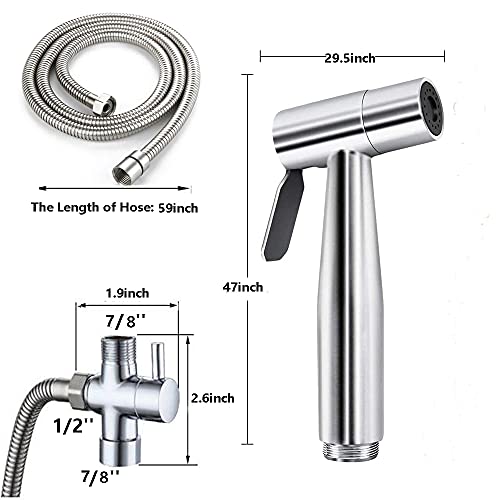 Handheld Bidet Toilet Sprayer,Stainless Steel Bathroom Personal Hygiene Bidet Sprayer Set,Baby Cloth Diaper Sprayer,Shower Sprayer for Pet, Feminine Hygiene