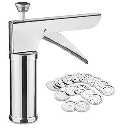 Finaldeals Stainless Steel Sancha Press Sev Murukku Maker Snacks & Namkeen With 6 Icing Nozzles & 15 Sieves Jali