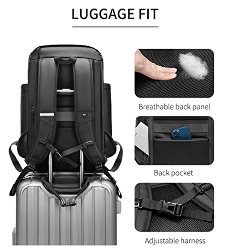 NASKVOWT Men travel backpack, gym backpack with shoe compartment, travel bag with shoe compartment, travel backpack carry on with USB charging port, camping, outdoors trekking backpack