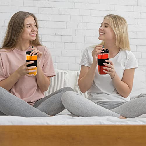 Youeon 4 Pack 24 Oz Reusable Boba Cup with Lids and Straw, Iced Coffee Cups Glass Smoothie Cups, Bubble Tea Cups Mason Jar Cups with Silicone Sleeve, BPA Free, Dishwasher Safe, 2 Colors