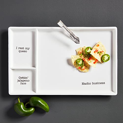Mud Pie Circa Divided Nacho Platter, White, 9 3/4" x 15 1/2"
