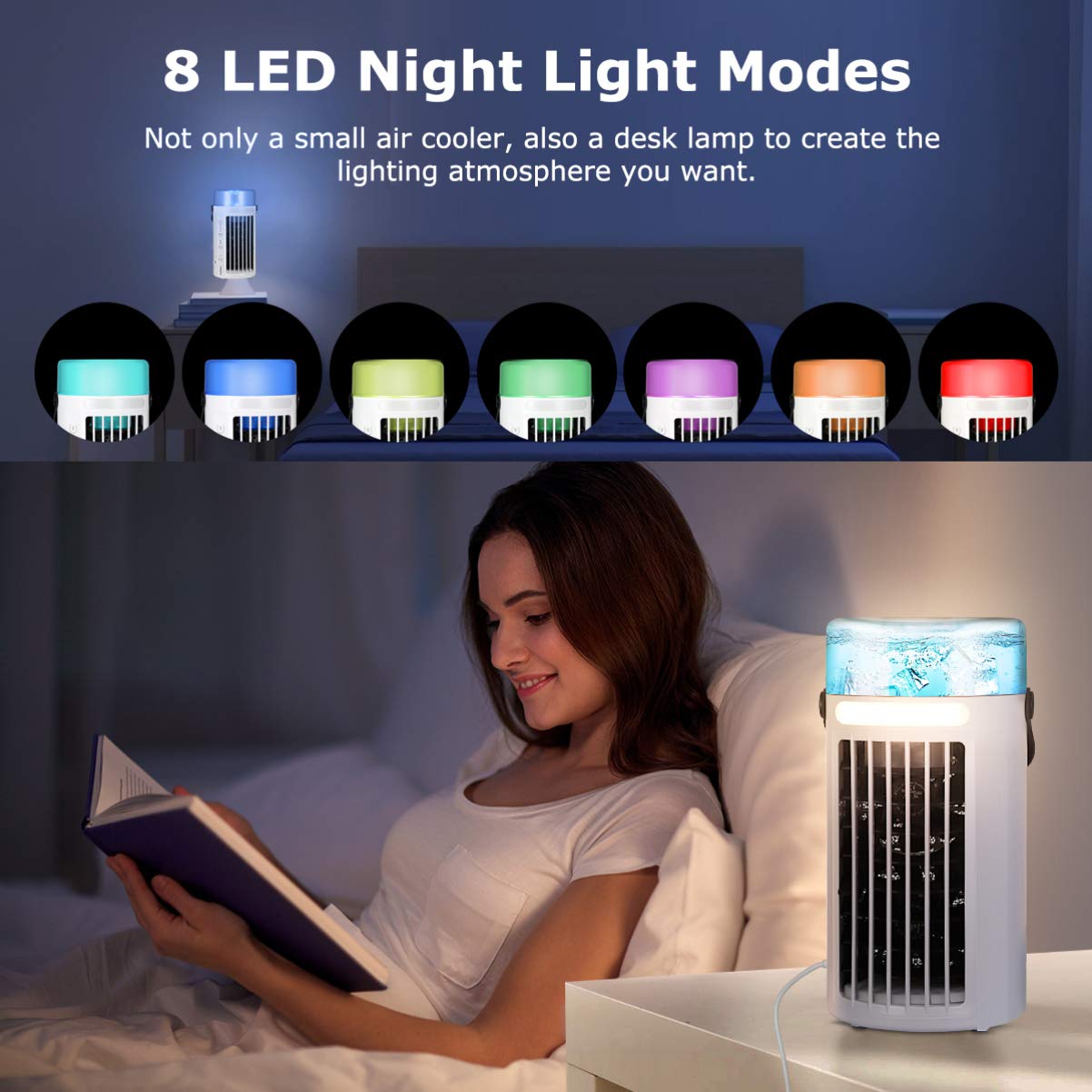 Garneck Portable Air Cooler Mini USB Air Conditioner Fan Desktop Cooling Fan with 3 Speeds for Home Room Office ( White 4 in 1 )