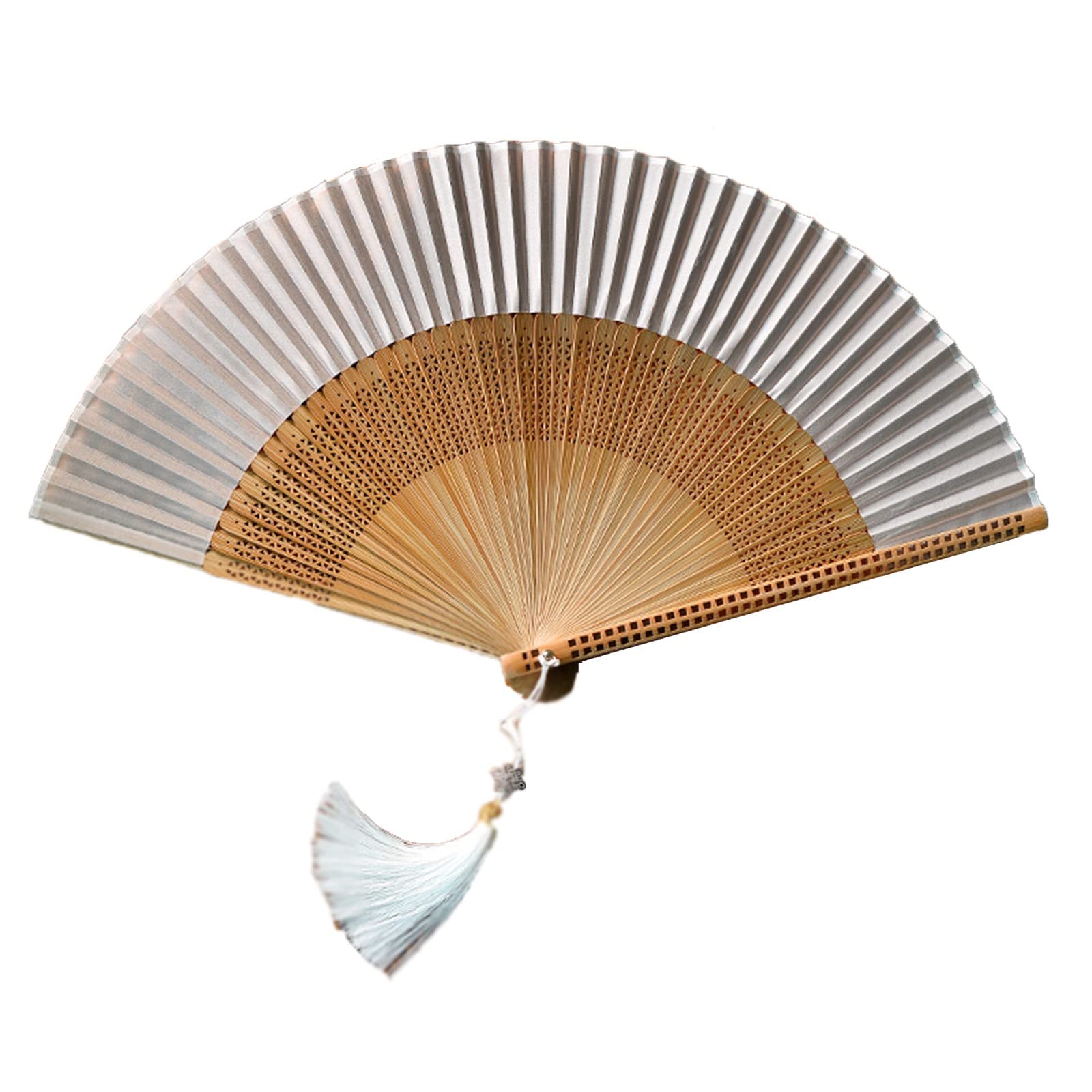 ERTUO Bamboo Hand Fan Classical Hollow Folding Fan Chinese Fan with Fringe, Men's Women's Wedding Gift