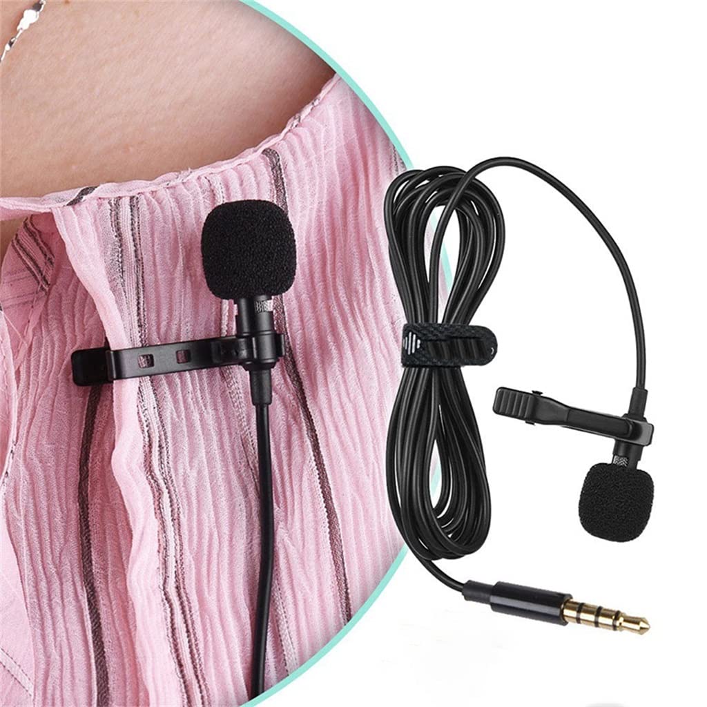 FZZDP Lavalier Lapel Microphone Omnidirectional Mic with Easy Clip On System Perfect for Recording Interview
