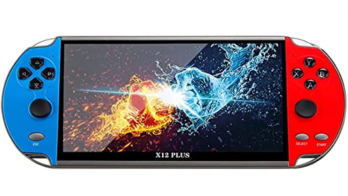 X12 Plus Handheld Game Console, 7 Inch HD Screen Retro Video Game Console, Built in 16GB TF Card & 1000 Games Handheld Double Joystick Game Controller, Support AV Output Music E-Book