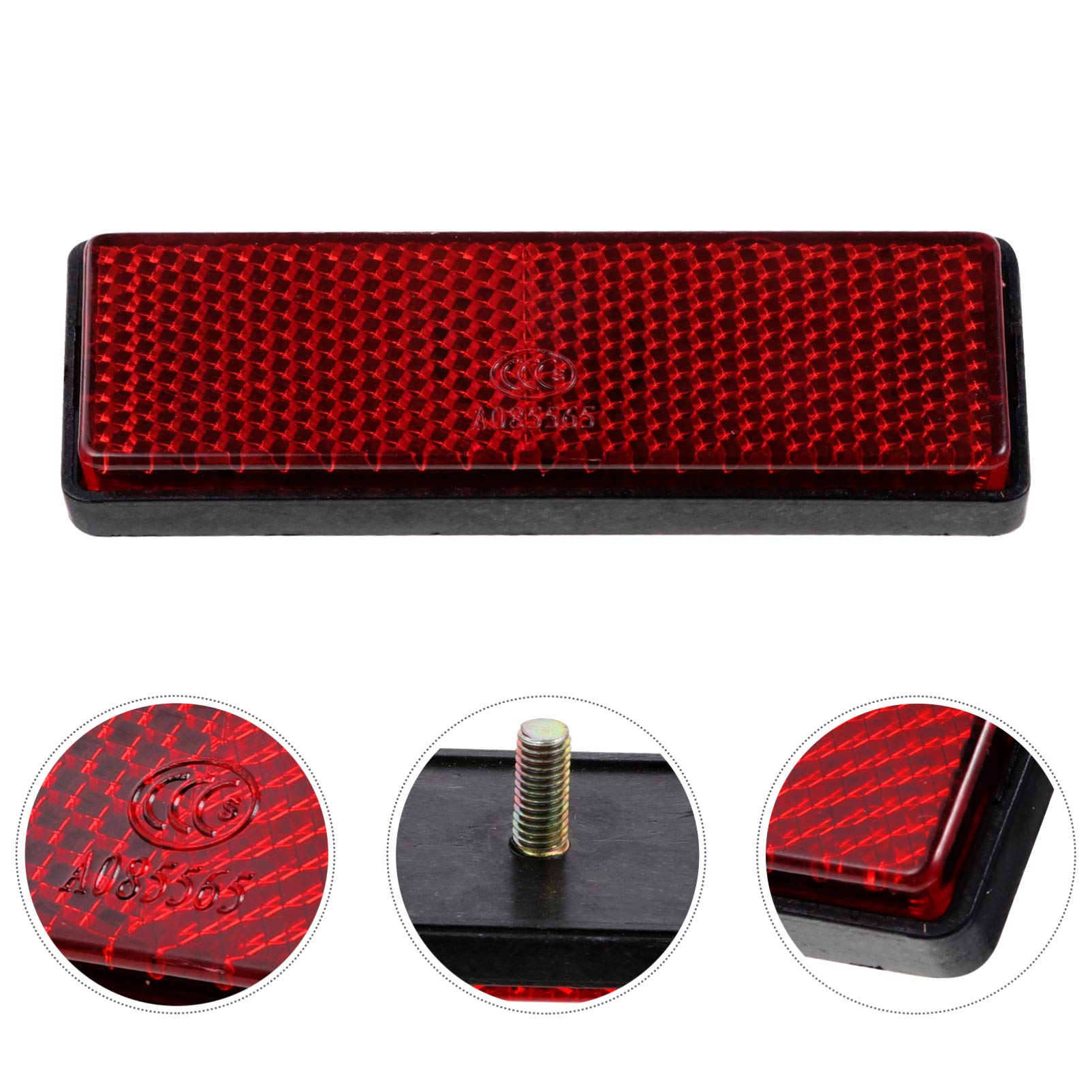 DOITOOL 10Pcs Rear Reflactors Rectangular Bicycle Bike Safety Caution Warning Reflector for Bike Motorcycles Trailer Gate Posts (Red)