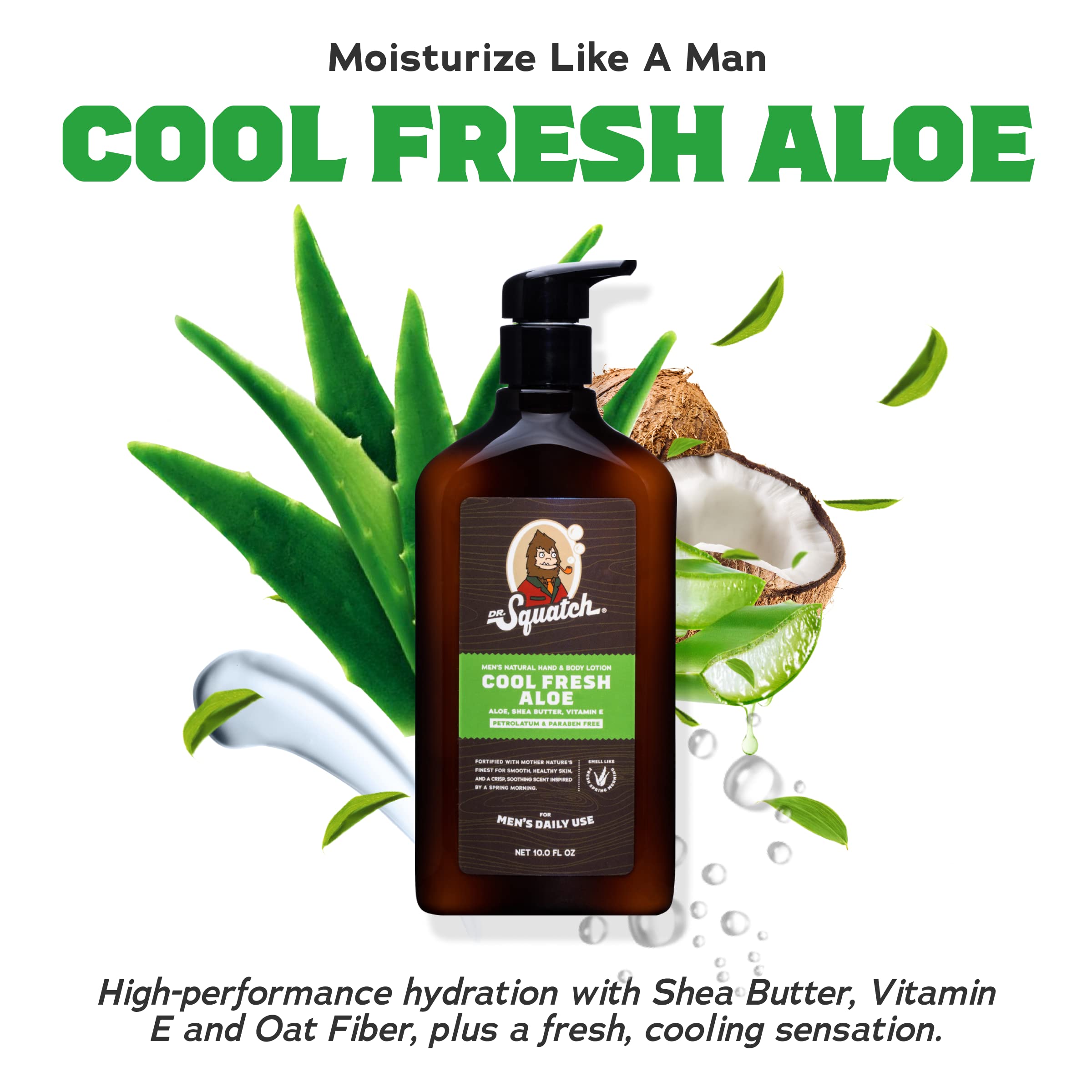 Dr. Squatch Natural Men's Lotion - Non-Greasy, 24-Hour Moisturization, Shea Butter & Coconut Oil, Pine Tar & Fresh Aloe (2 Pack)