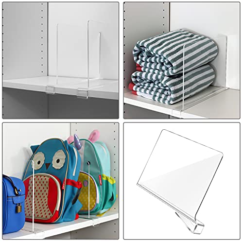 Hiziwimi 6PCS Clear Acrylic Shelf Dividers, Multifunctional Shelf Separators, Adjustable Clothes Organizer, Clear Organizer, Wooden Wardrobe, Kitchen and Office Shelf