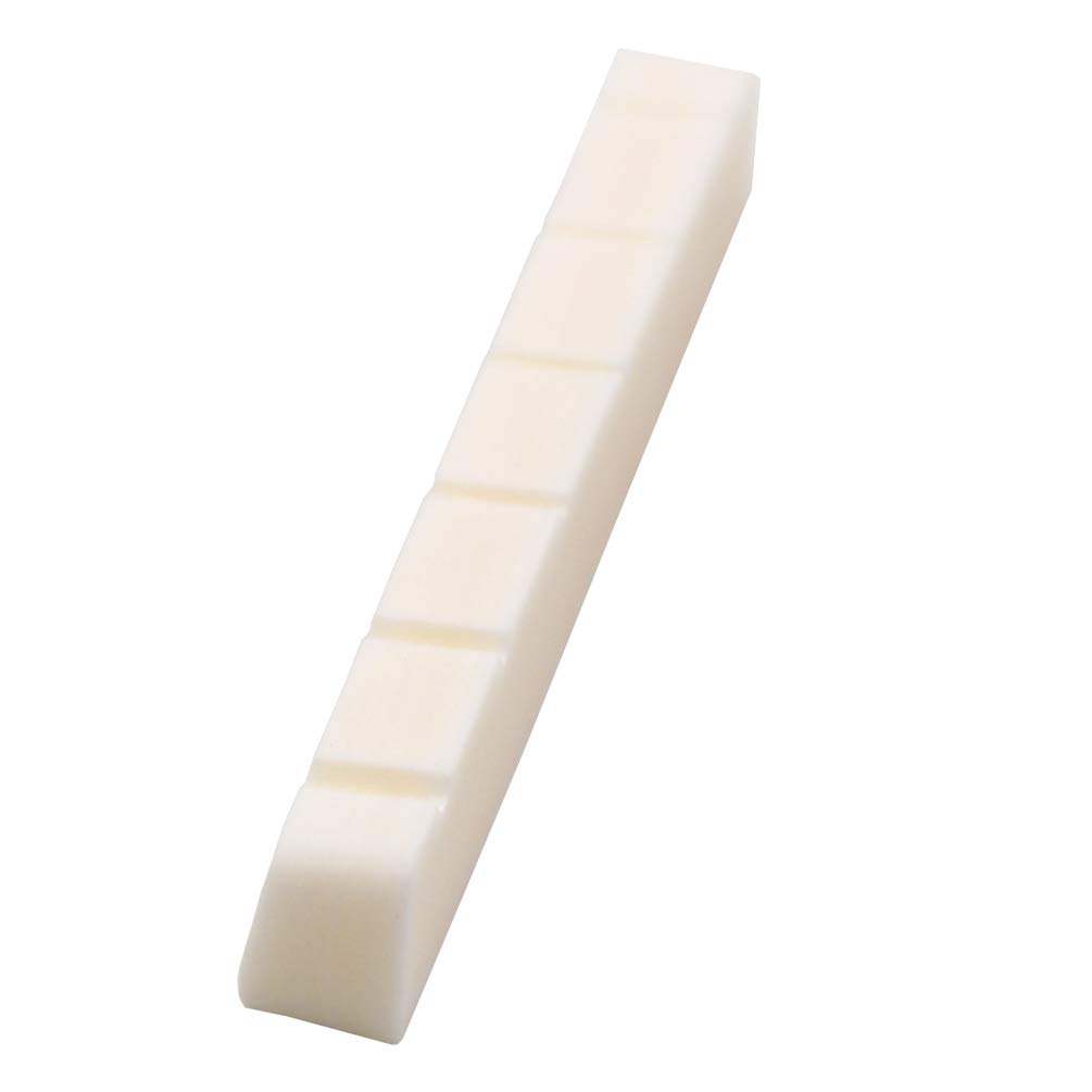 DISENS 6 String Electric Guitar Nut Slotted Bone Nuts Flat Bottom for Guitar Replacement Parts Accessories (43x6x8.5mm)