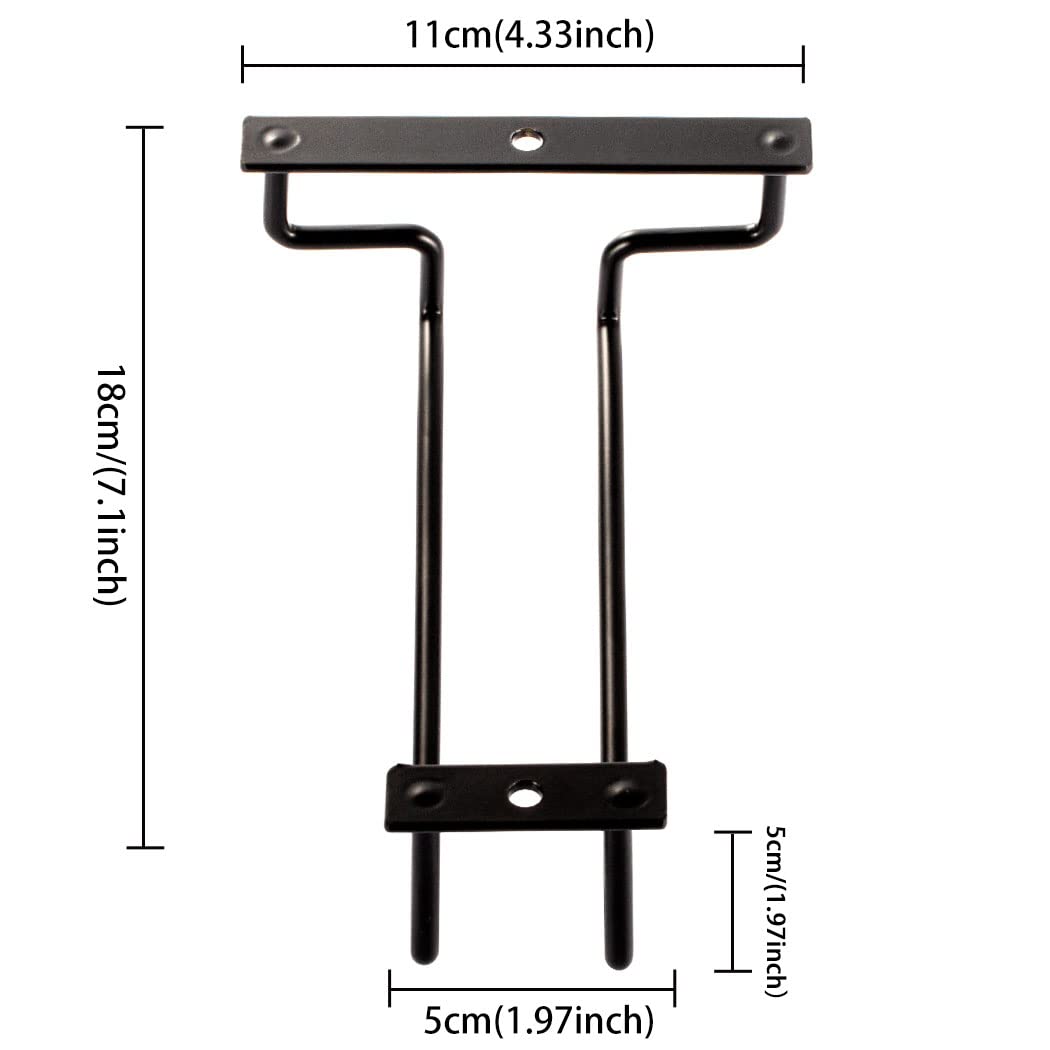 Dianoo 18 CM Black Wine Glass Rack, Under Shelf Wine Glasses Holder, Hanging Stemware Rack For Cabinet Kitchen Bar, Set Of 2