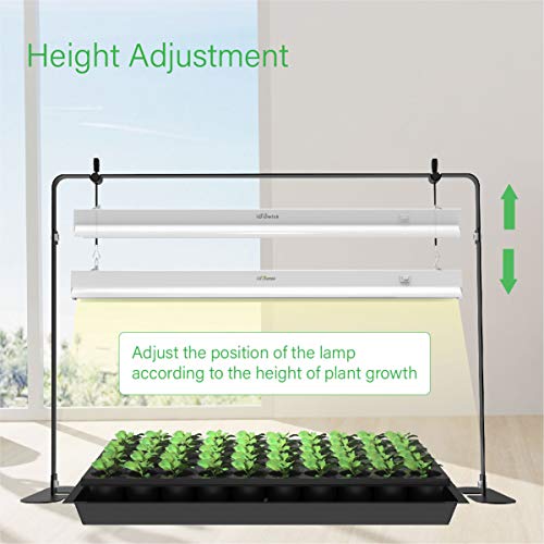 iGrowtek 2ft Grow Light for Seed Starting,LED Grow Lamp for Indoor Plants,Seedling Grow Light with Stand,Seed Starter Light Kit with Natural White Spectrum,Height Adjustable,Iron Frame,ON-Off Switch