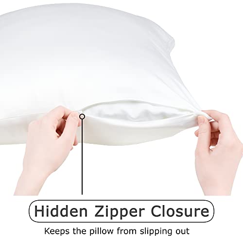 Pillowcase for Acne Prone Skin - Anti-Acne Copper Infused Bamboo Pillow Case 1pc, Hypoallergenic Vegan Silk Pillowcase Queen Size 20x30, Cooling Silky Satin Pillow Cases for Hair and Skin No Bacteria