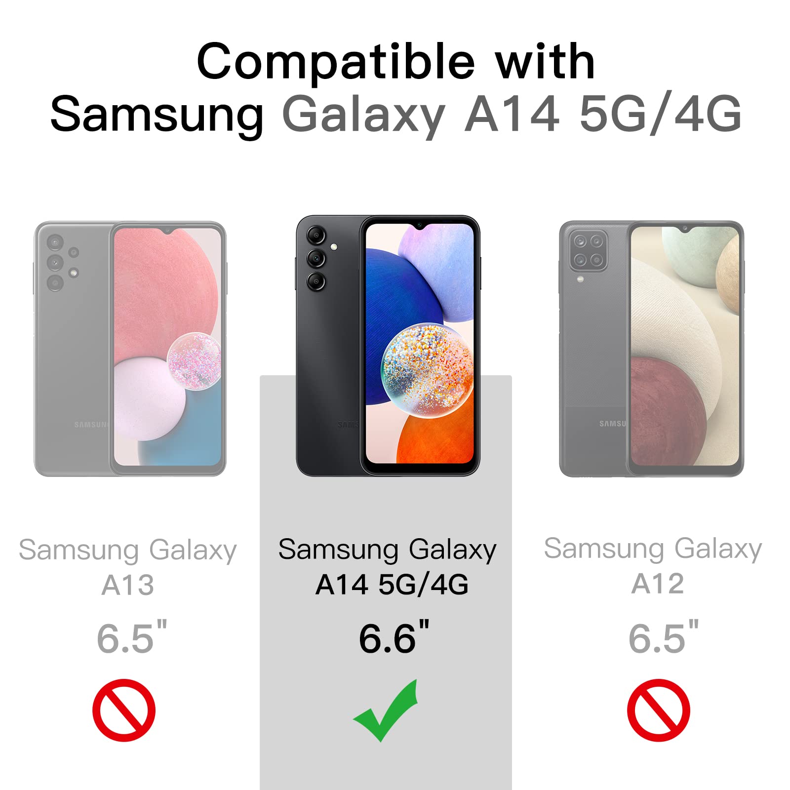 JETech Screen Protector for Samsung Galaxy A14 4G / 5G 6.6-Inch with Camera Lens Protector, Tempered Glass Film, HD Clear, 2-Pack Each