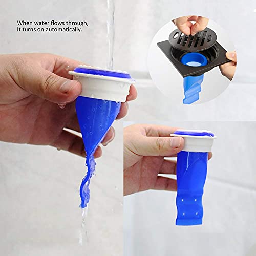 HLZC Drain Backflow Preventer, One Way Valve, Adjustable Silicone Sink Floor Drain Trap for Pipes Tubes in Toilet Bathroom Kitchen (Blue-4)