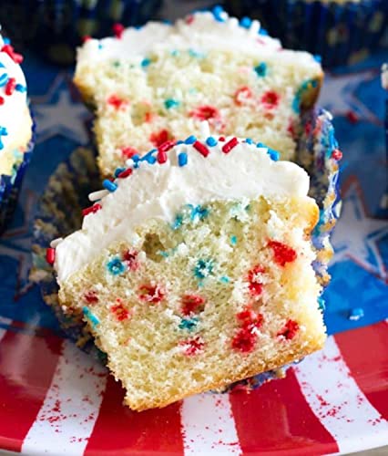 Pillsbury Funfetti 4th of July Bundle, 1 of each: Stars & Stripes Cake Mix and Vanilla Frosting with Candy Bits with By The Cup Frosting Spreader