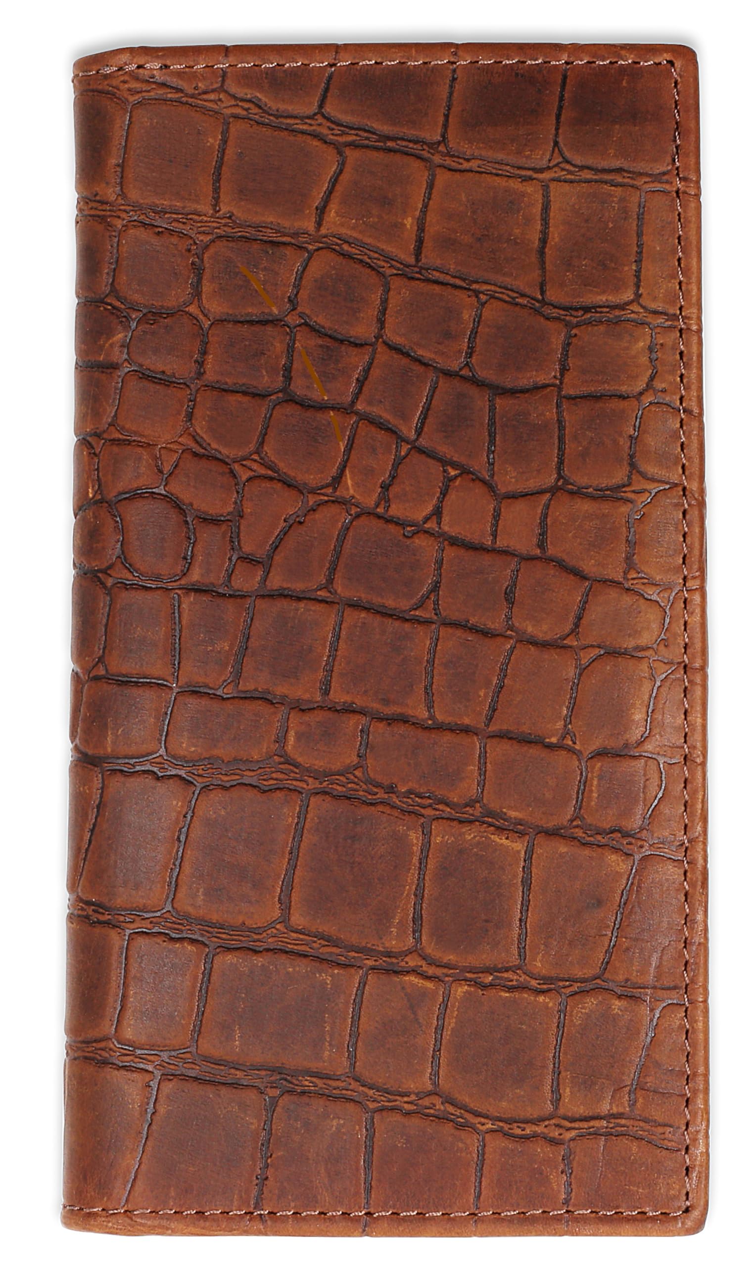 F&L CLASSIC Men's RFID Vintage Look Genuine Leather Long Bifold Wallet Checkbook Wallets,buffalo vintage leather,240 light brown