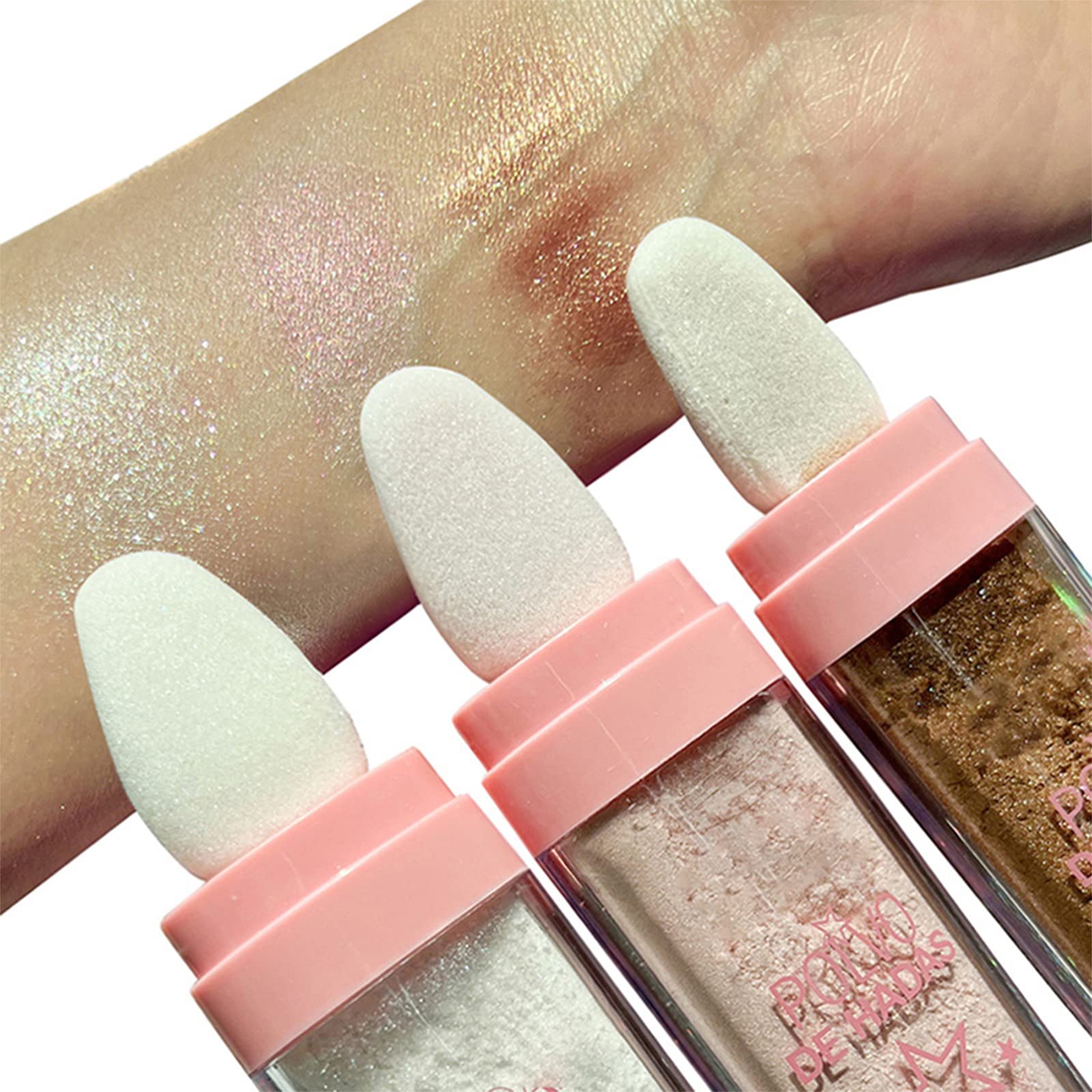 Jutqut Highlighter Patting Powder, Body Shimmer Highlighter Powder, Brightens Makeup Stick for Face Body Hair Cosmetic #01 White Moonbeam