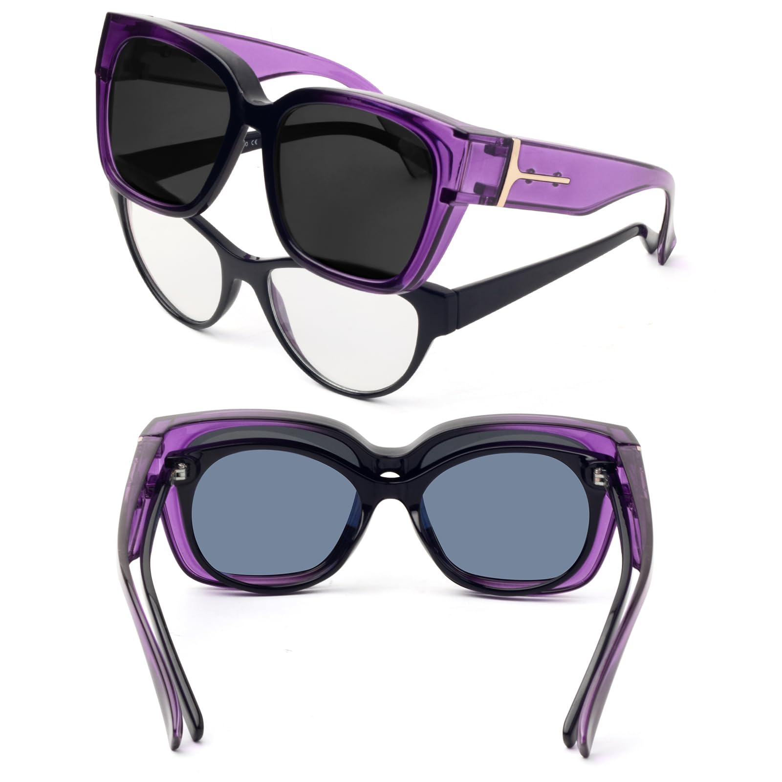 Face Shadow Polarized Sunglasses Over Glasses for Women Men, Fit Over Glasses Sunglasses Square Oversized Sunglasses UV Protection Lightweight