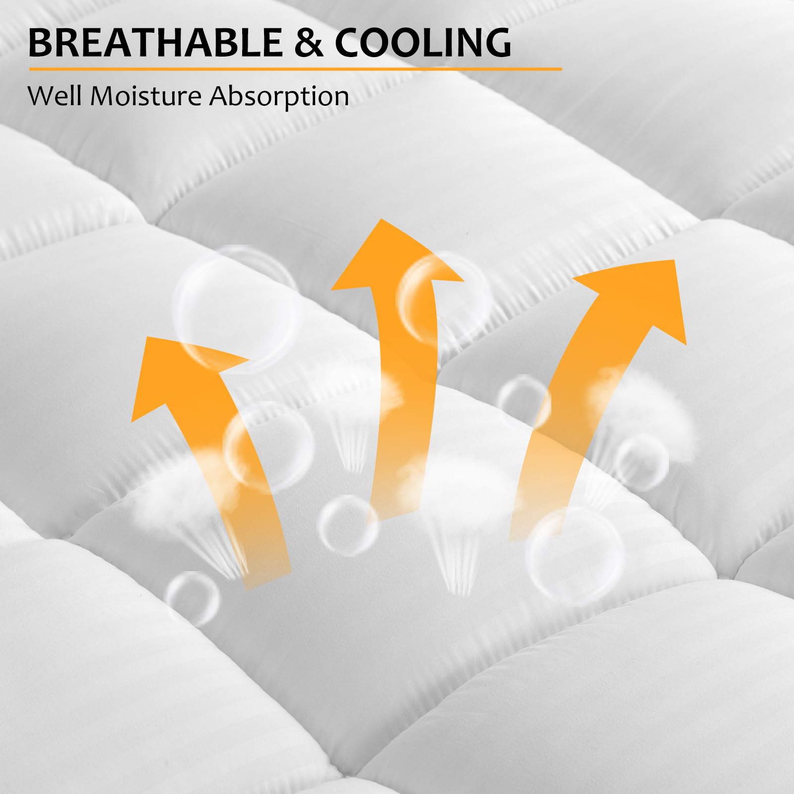King Size Mattress Topper, Extra Thick Pillowtop, Cooling Plush Mattress Pad Cover for Back Pain Relief, Soft Down Alternative Fill Mattress Protector(76x80 Inches)