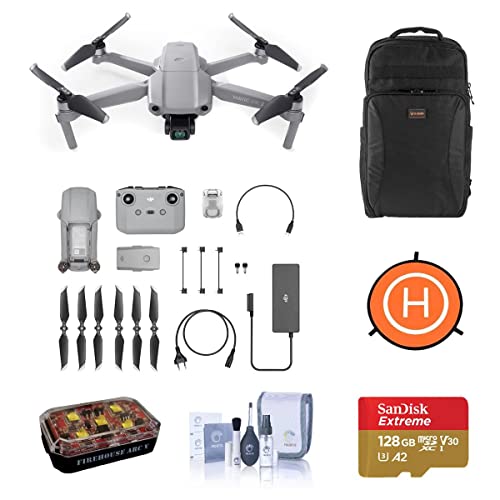 DJI Mavic Air 2 4K Drone - Pro Bundle, With 128GB MicroSDXC Card, White Strobe, Foldable Landing Pad, Backpack, Cleaning Kit