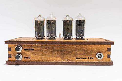 Handmade Nixie Tube Clock IN-8-2 - Made in Ukraine - Vintage Retro Table Clock - Wooden Desk Nixie Tube Clock