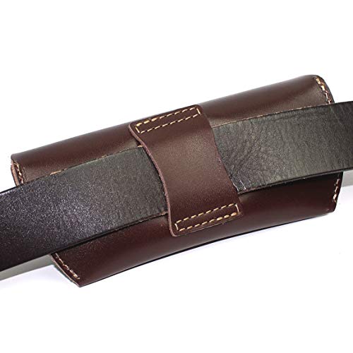 DK86 Genuine Leather Glasses Case Sunglasses Pouch Eyeglass Case, with Belt Loop, for Men and Women (Coffee)