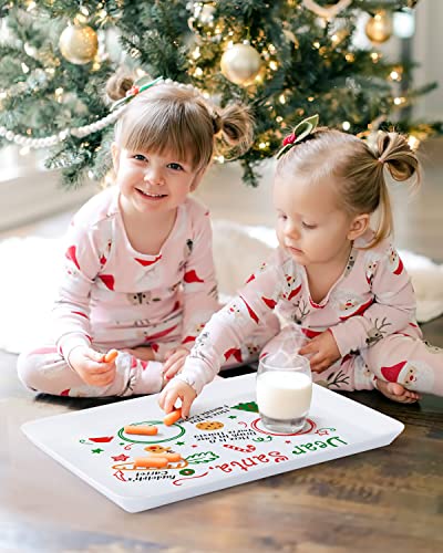 Nefelibata Santa Cookie Plate Christmas Serving Tray Plastic Cookies for Santa Platter and Tray Treat Rectangular Plate Christmas Eve Gift for Kids Xmas Holiday Sharing Snack Home Decorations Supplies