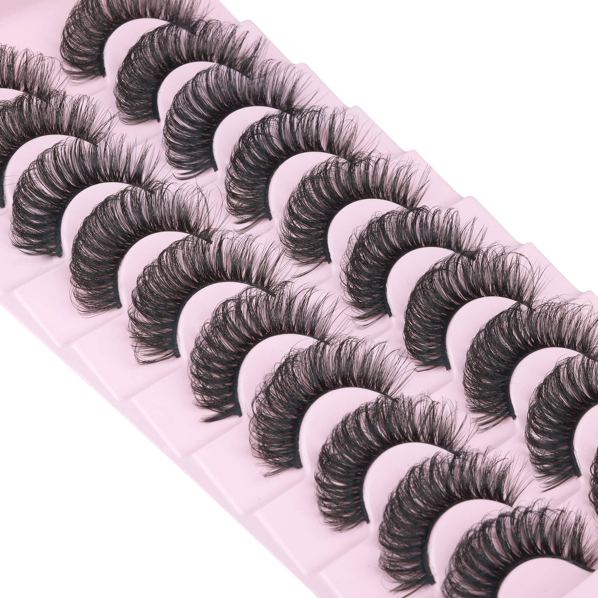 False Eyelashes Russian Strip Lashes Fluffy D Curl Lashes That Look Like Extensions Wispy 10 Pairs Fake Eyelash Pack by EYDEVRO