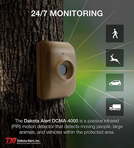 Dakota Alert Long Range Wireless Driveway Motion Detector - DCMA-4000 One Mile Alarm System - Passive Infrared Driveway Alarm Transmitter & Receiver - Outdoor Motion Sensor & Alarms
