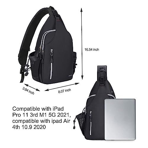 MOSISO Sling Backpack Double Layer Hiking Daypack Men/Women Chest Shoulder Bag, Black