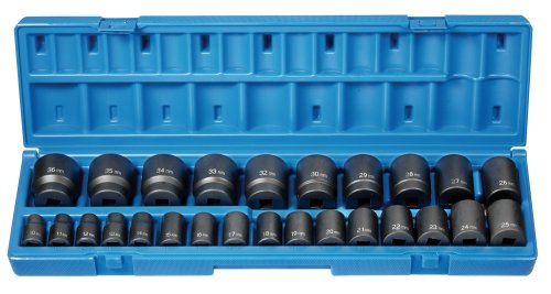 Grey Pneumatic (1726M) 1/2" Drive 26-Piece 12-Point Standard Length Metric Socket Set