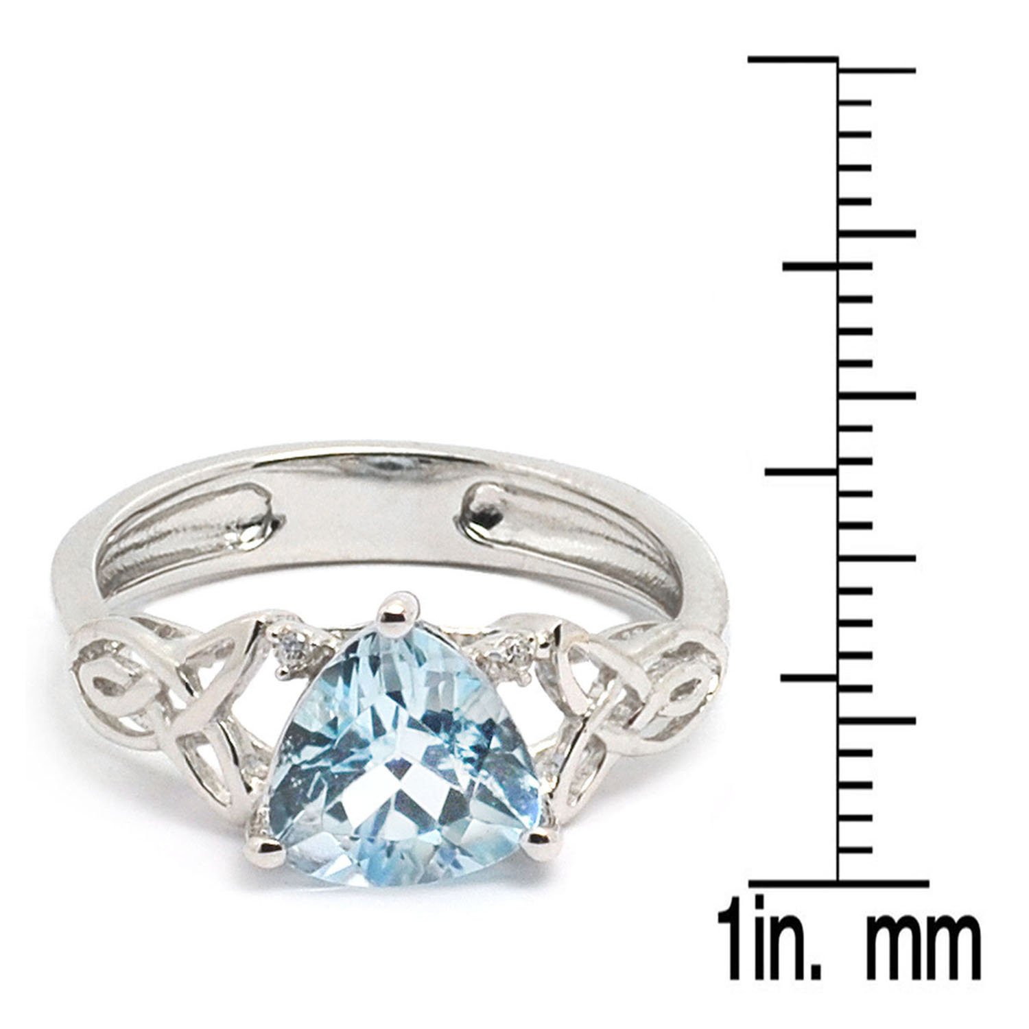 De Buman Sky Blue Topaz & Cubic Zirconia Solid 18k Yellow Gold & 925 Silver Ring, Size 7