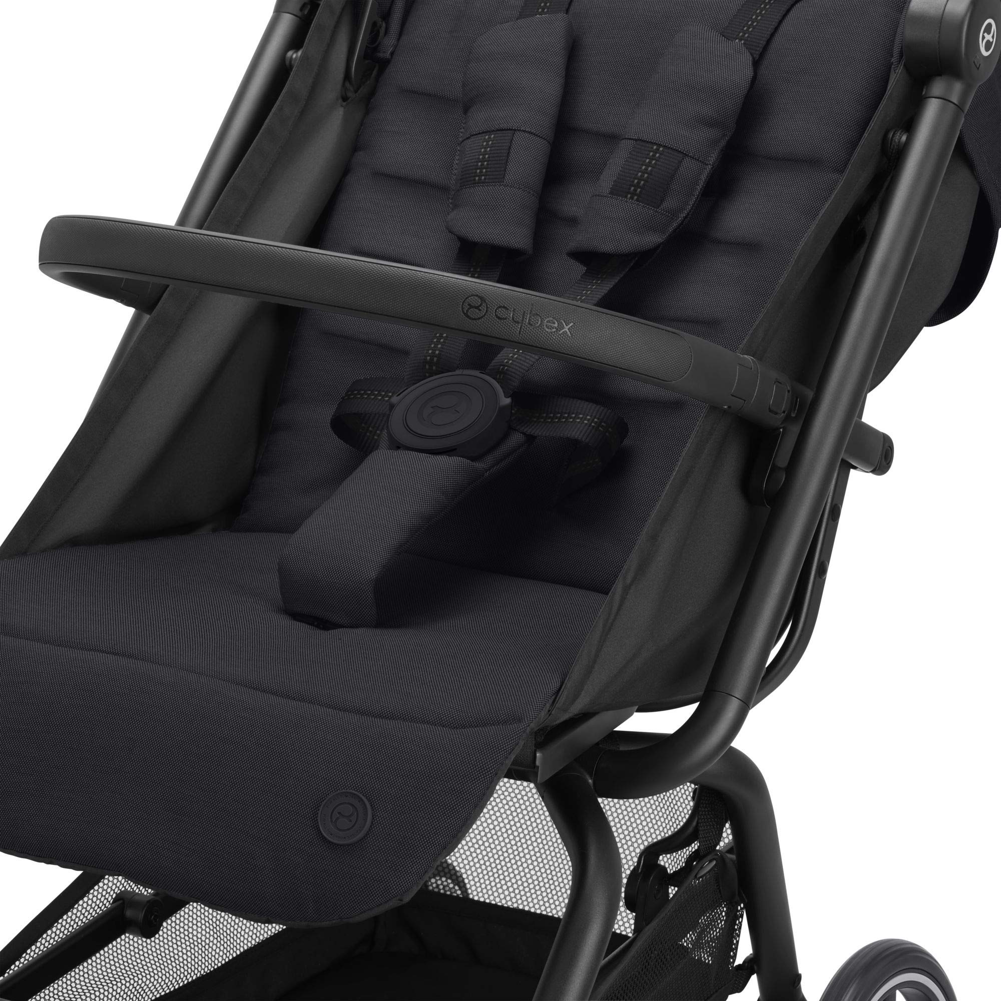 Cybex Eezy S + 2 Lightweight Travel Baby Stroller for 6 Months+, Compatible with Infant Car Seats, Compact Fold, Stands for Storage, All-Terrain Wheels, Deep Black