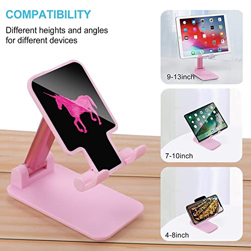 Pink Unicorn Horse Cell Phone Stand Foldable Adjustable Cellphone Holder Desktop Dock Compatible with iPhone Switch Tablets (4-13")