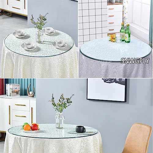 SNWGPLY Kitchen Dining Table Top, Round Dining Table Glass Table Top, Round Glass Table Top Replacement, 6 Non-Slip Rubber Pads, 35-100cm, Easy to Clean, Transparent