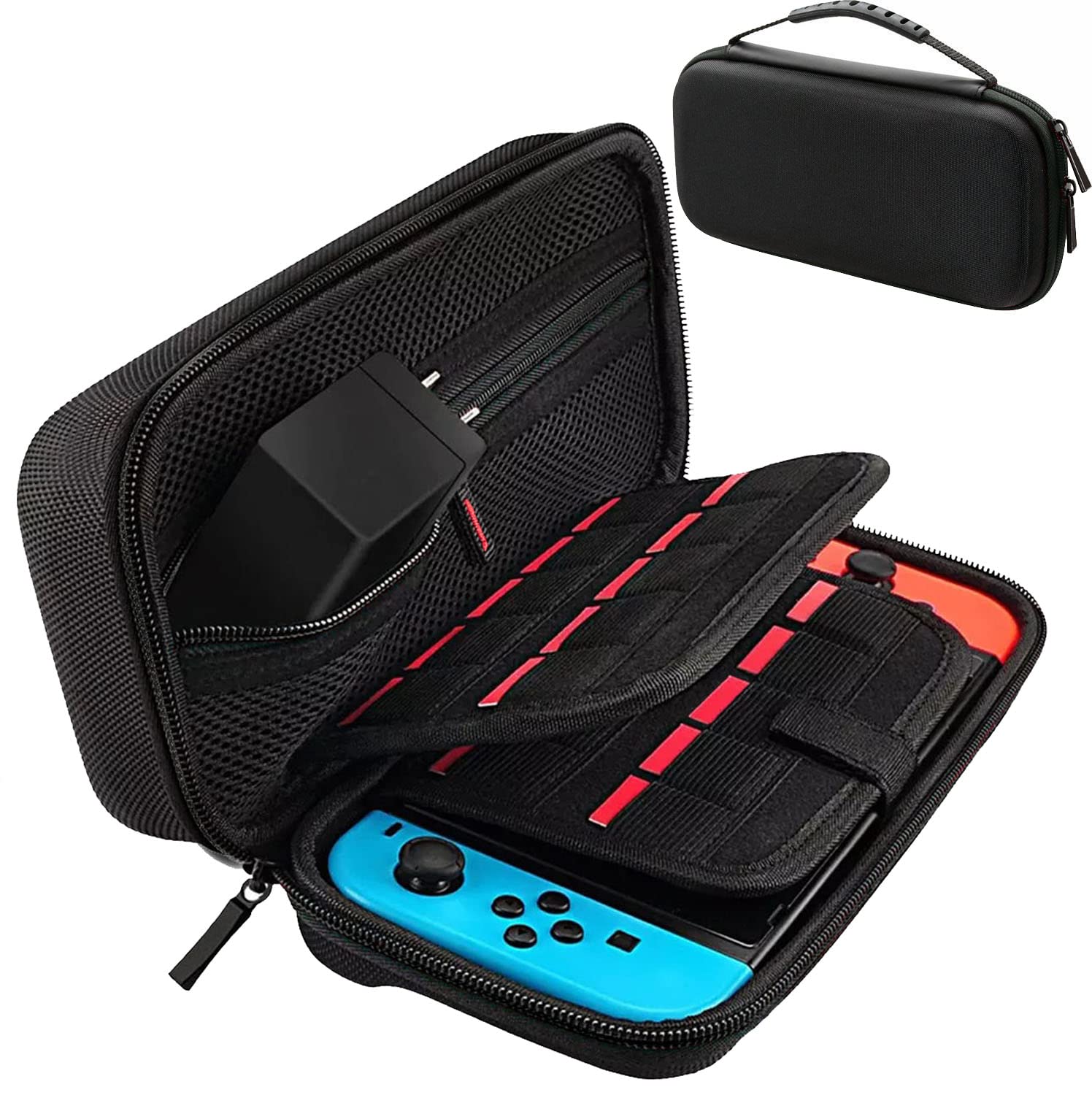 Freelight Switch Carrying Case Compatible with Nintendo Switch, 12 in 1 Accessories kit with Travel Protective Case, HD Screen Protector and 6pcs Thumb Grips Caps