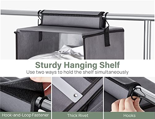 Kootek 7 Shelf Hanging Closet Organizer with Drawers, Hanging Closet Shelves Closet Storage 6 Clothing Drawer Side Pockets for Clothes, Bras, Socks, Underwear, Nursery Room, Wardrobe