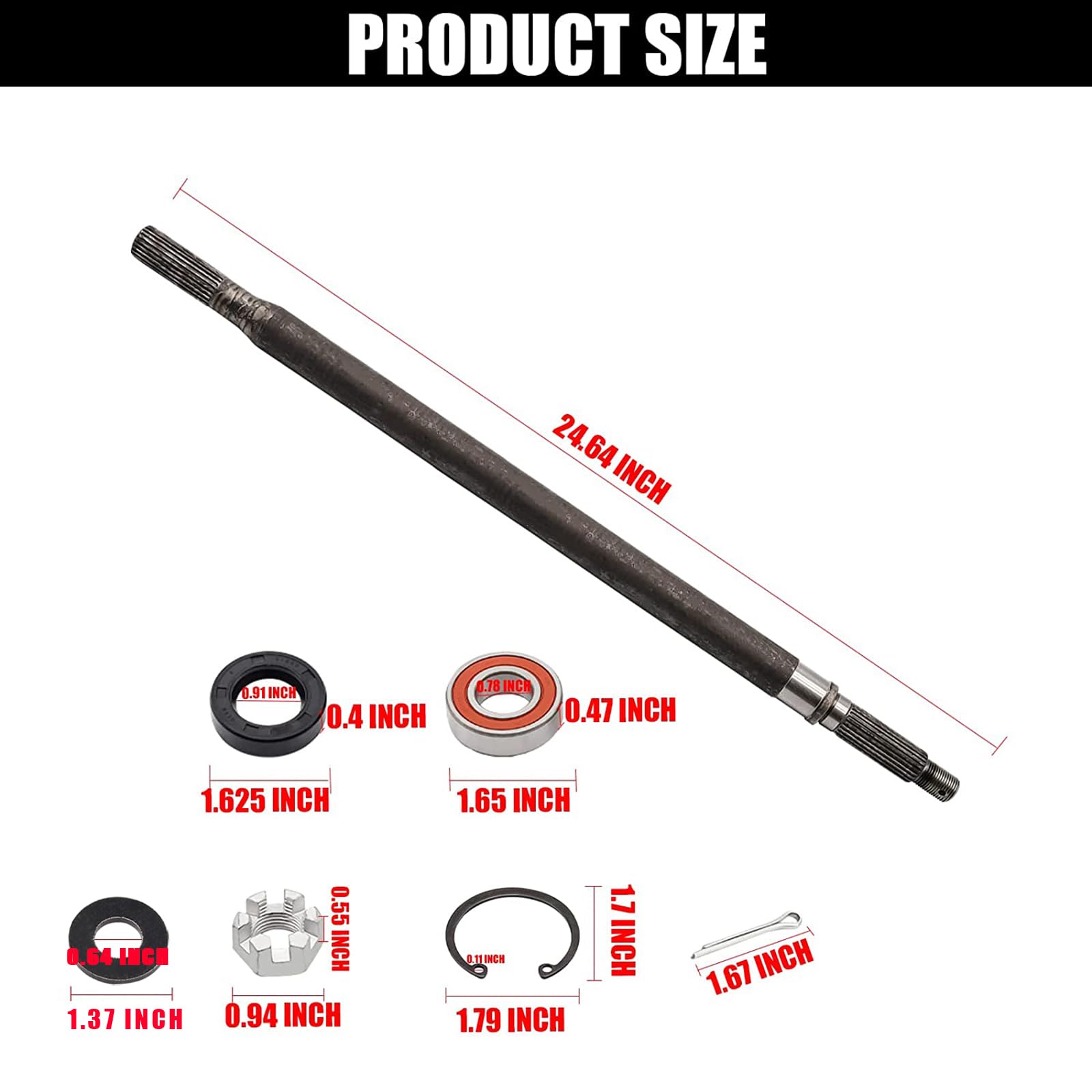 Drive-up Rear Spline Axle Shaft for EZGO RXV Electric Golf Cart 2008-Up Driver Side OEM 620337 614208