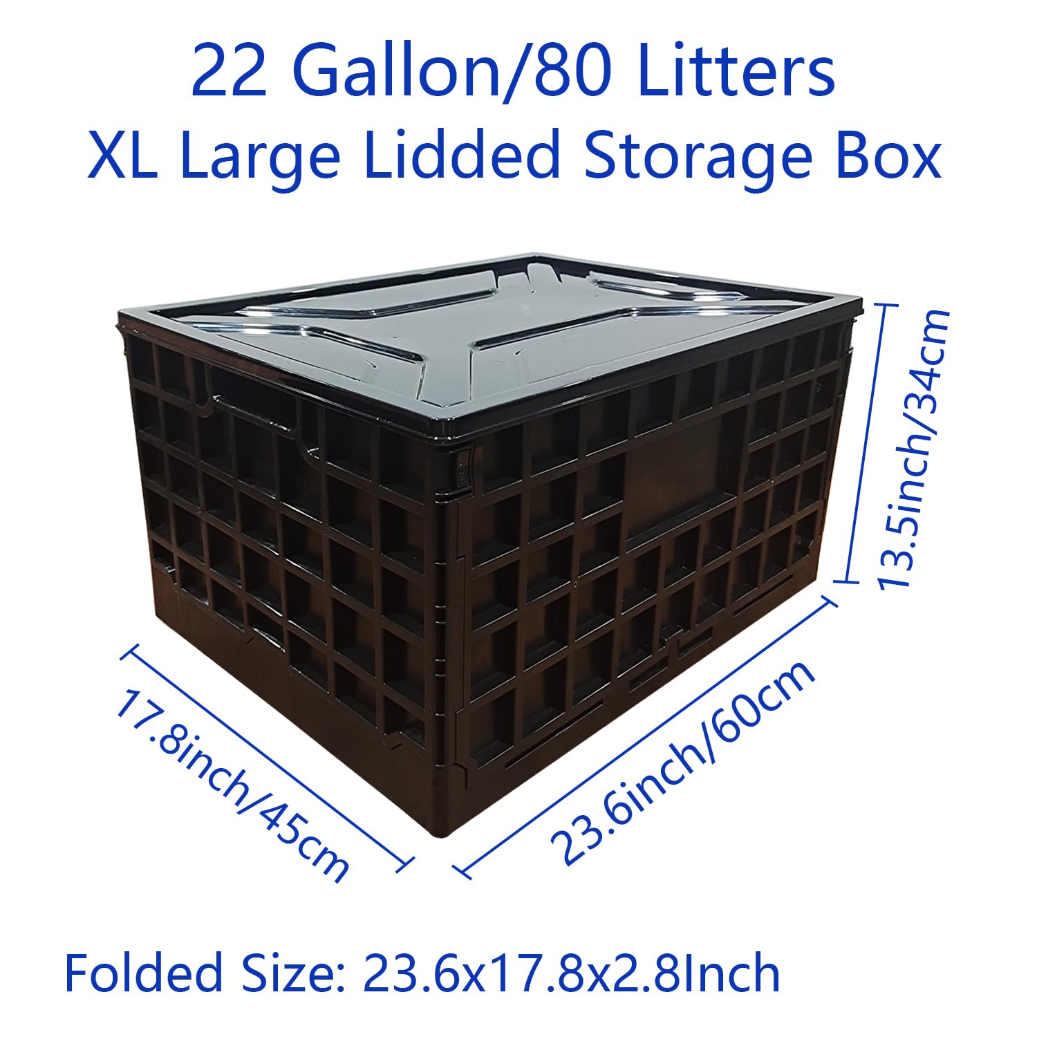KINGSUSLAY 22 Gallon(80L) Storage Totes with Lids,HeavyDuty Stackable Containers, Large Garage Organizing Bins, XL Large Christmas Storage Box,Weather-Resistant Storage Crate (Black)