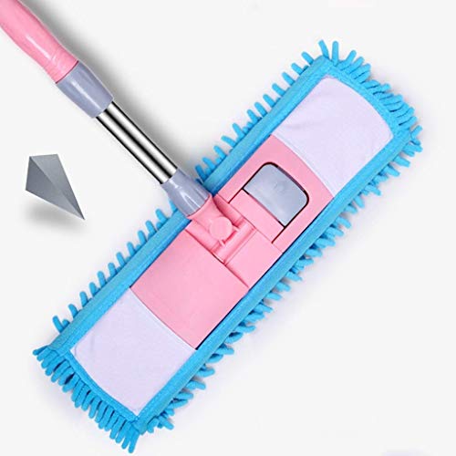 JHHDP Professional Microfiber Mop Stainless Steel Handle Flat Magic Mop Replaceable Mop Head