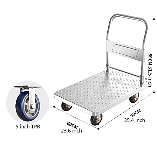 Generic Platform Hand Truck Push Cart Dolly Steel Moving Platform Hand Truck Foldable for Easy Storage and 360 Degree Swivel Wheels Large Load Capacity Push Dolly for Loading (Size : Ty1) (T, Ty2