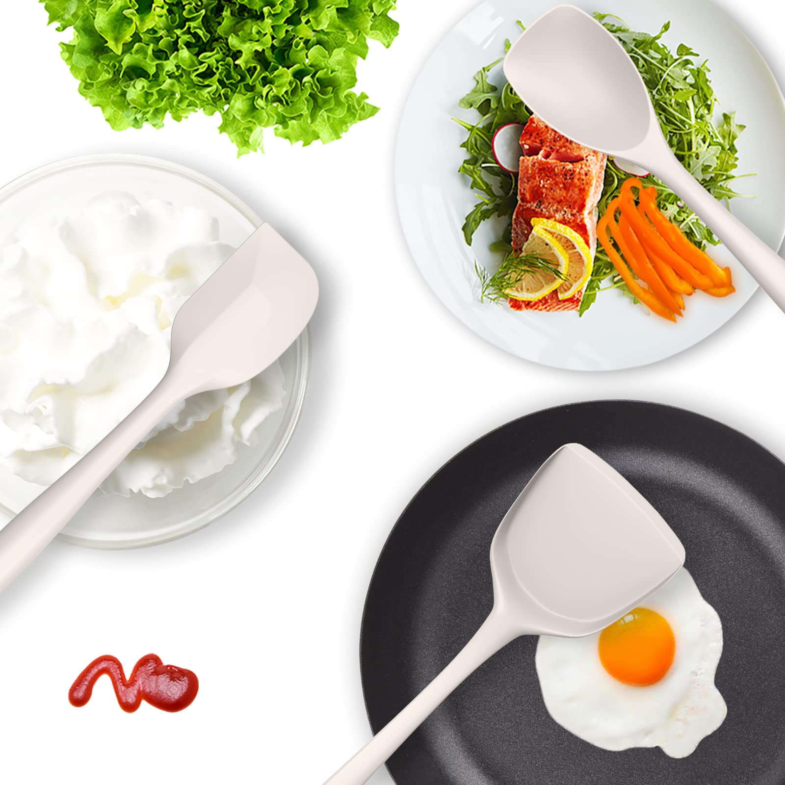 Dishwasher Safe Silicone Cooking Utensils Set - 446°F Heat Resistant Basic Silicone Kitchen Utensils,Turner Tongs, Spatula, Spoon, Brush, Whisk, Gadgets Tools for Nonstick Cookware (BPA Free - Grey)