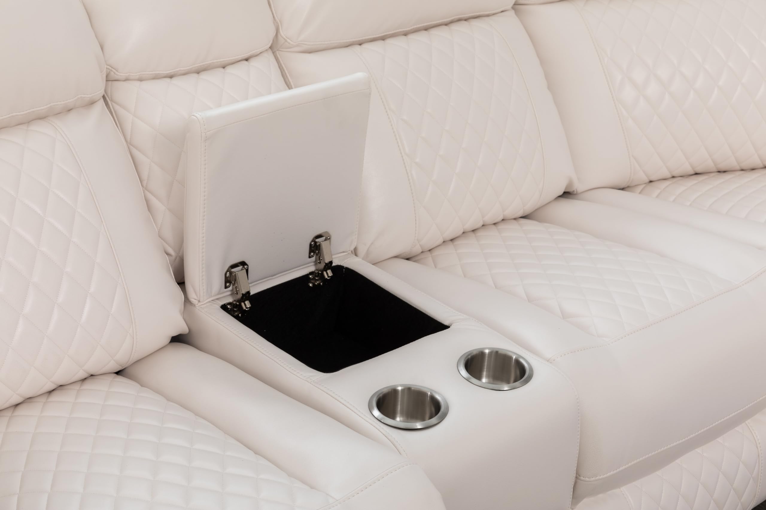 Kingway Inc Lionel Power Recliner Sectional Sofa, White