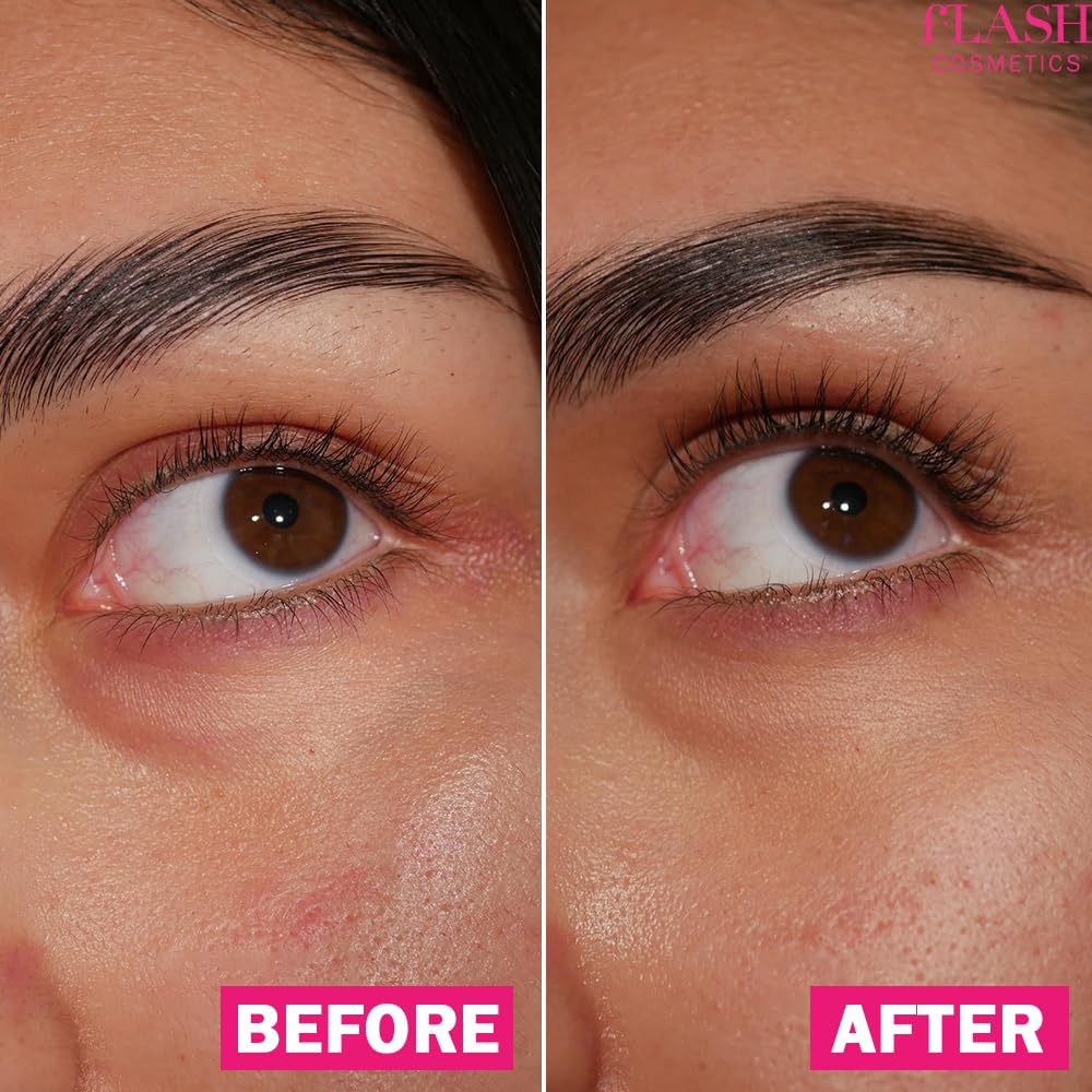 fLASH Eyelash Serum, Serum for Long, Curled Lashes - Enhances and Strengthens Your Natural Lashes - Safe and Effective Formula, 3-Month Supply
